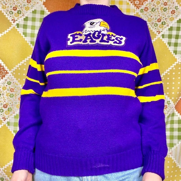 Spirit Leaders | Sweaters | Vintage 6s Purple Yellow Striped Eagles ...